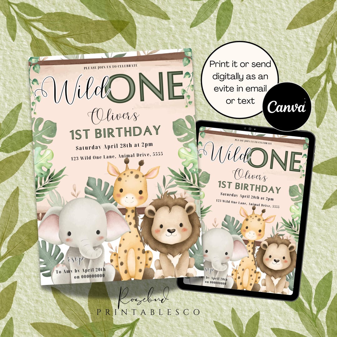 Wild One 1st Birthday Invitation Wild One Birthday Invitation Safari ...