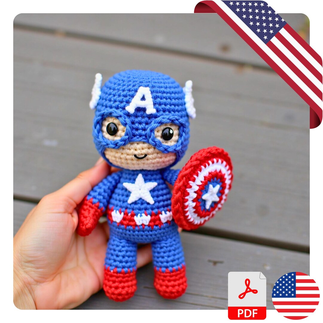 Captain America Crochet Pattern, Amigurumi Captain America Doll ...