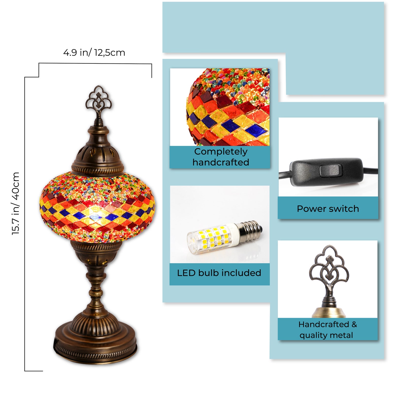 Traditional Desk Lamp, Living Room Lamp, Night Light, Handmade Gift ...