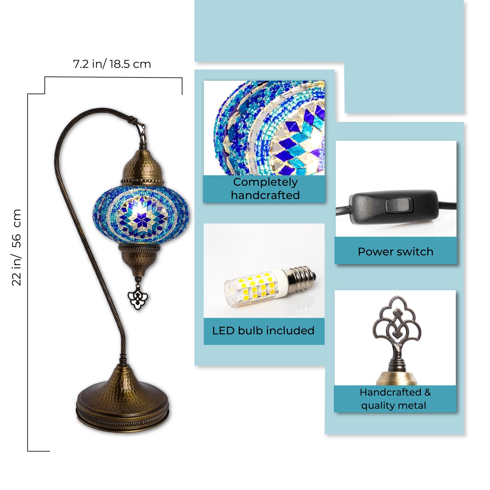 Blue Mosaic Lamp, Turkish Table Lamp, Turkish Desk Lamp, Bedside Night ...