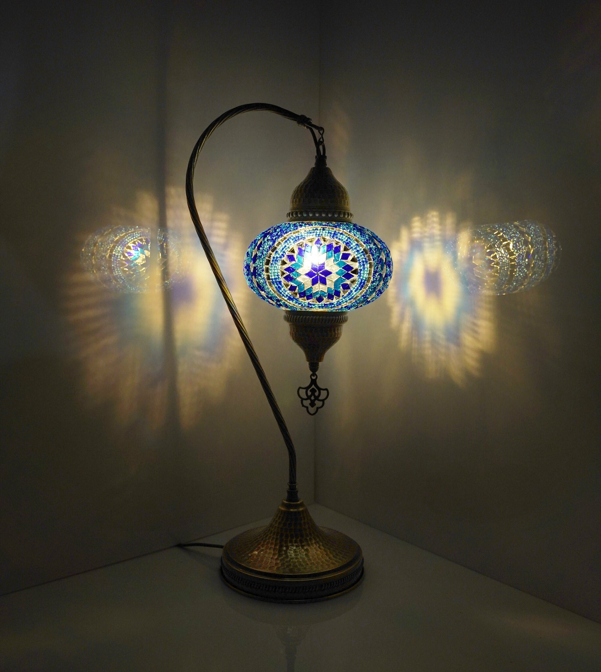 Blue Mosaic Lamp, Turkish Table Lamp, Turkish Desk Lamp, Bedside Night ...