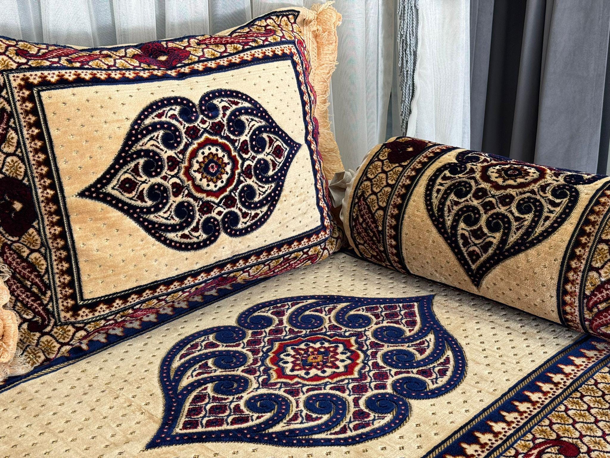 Handmade Afghan Toshak, Arabic Floor Seating With Backrest Pillows and ...