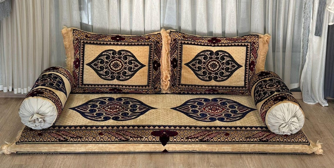 Handmade Afghan Toshak, Arabic Floor Seating With Backrest Pillows and ...