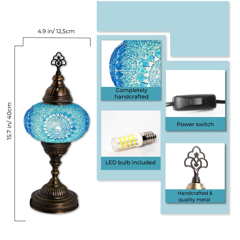 Turkish Living Room Lamp, Mosaic Lighting With Bulb, Antique Turkish Lamp, Boho Lamp ...