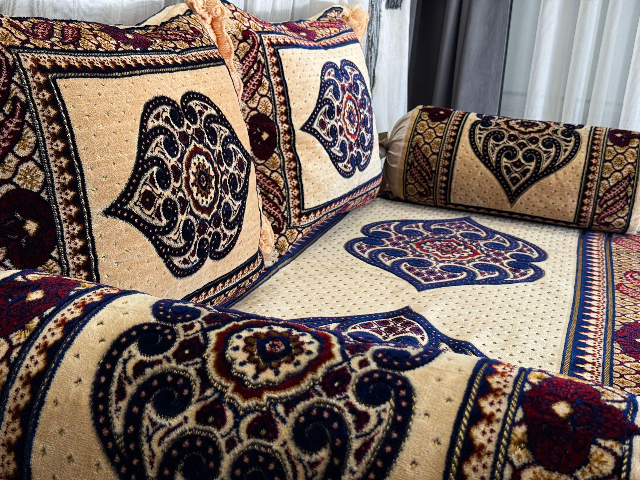 Handmade Afghan Toshak, Arabic Floor Seating With Backrest Pillows and ...