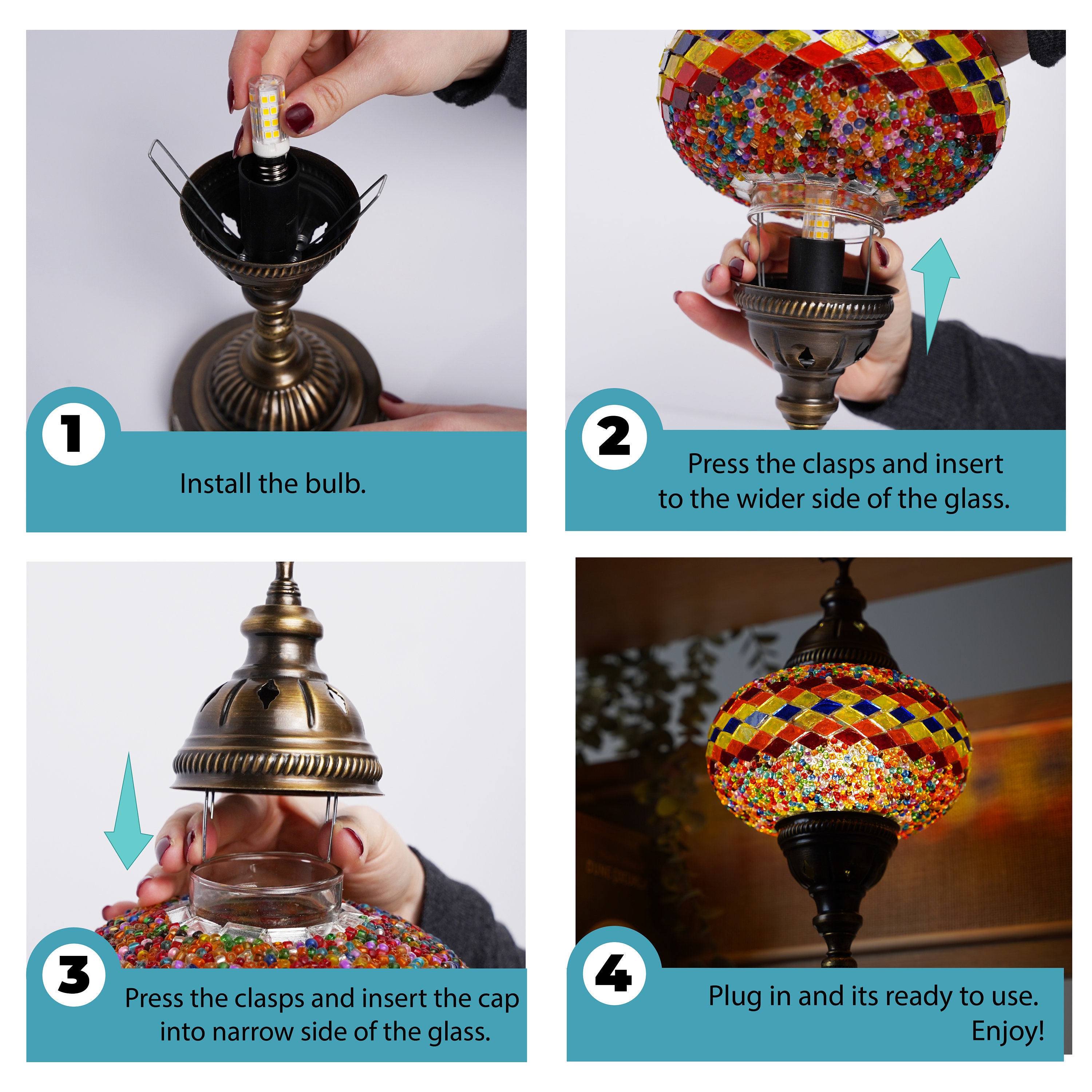 Traditional Desk Lamp, Living Room Lamp, Night Light, Handmade Gift ...