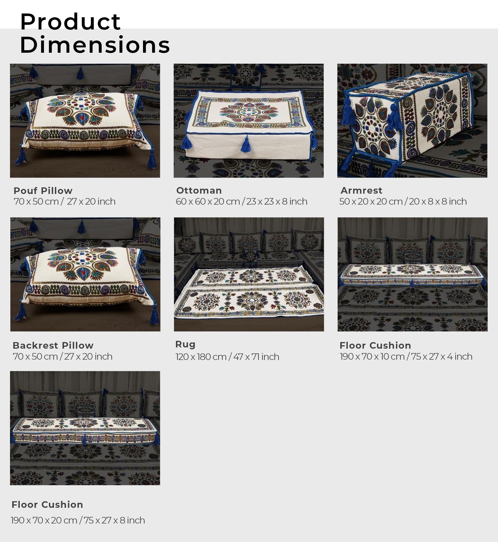 Arabic Loveseat Floor Cushion, White Arabic Majlis Sofa, Turkish Floor ...