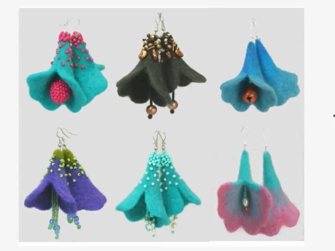 Tutorial Trumpet Flower Earrings Needle Felting - Etsy Canada