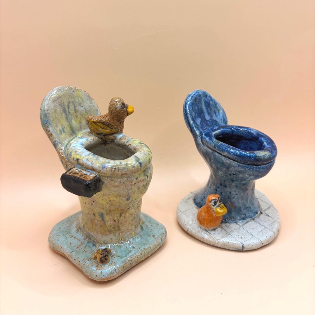 Japanese Smart Toilet Ceramic Sculpture Bud Vase Fun Decor Tiny Potty ...