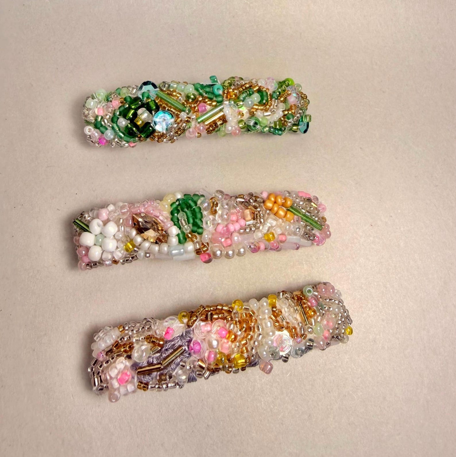 Handmade Embroidered Beads Hair Barrettes: Kawaii Colours Barrette ...