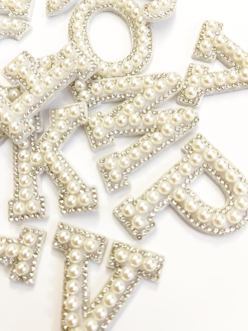 Rhinestone Pearl Patch Alphabet Letter Sew on Bridesmaid Proposal Gift ...