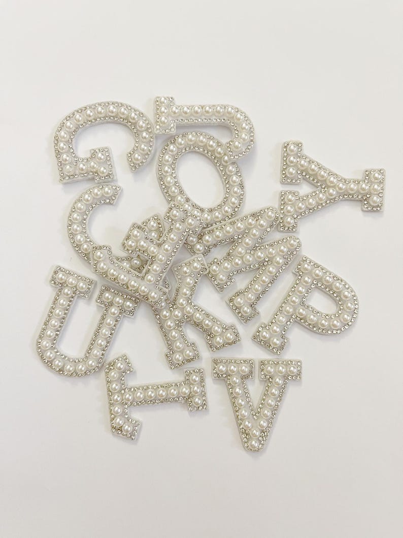 Rhinestone Pearl Patch Alphabet Letter Sew on Bridesmaid Proposal Gift ...
