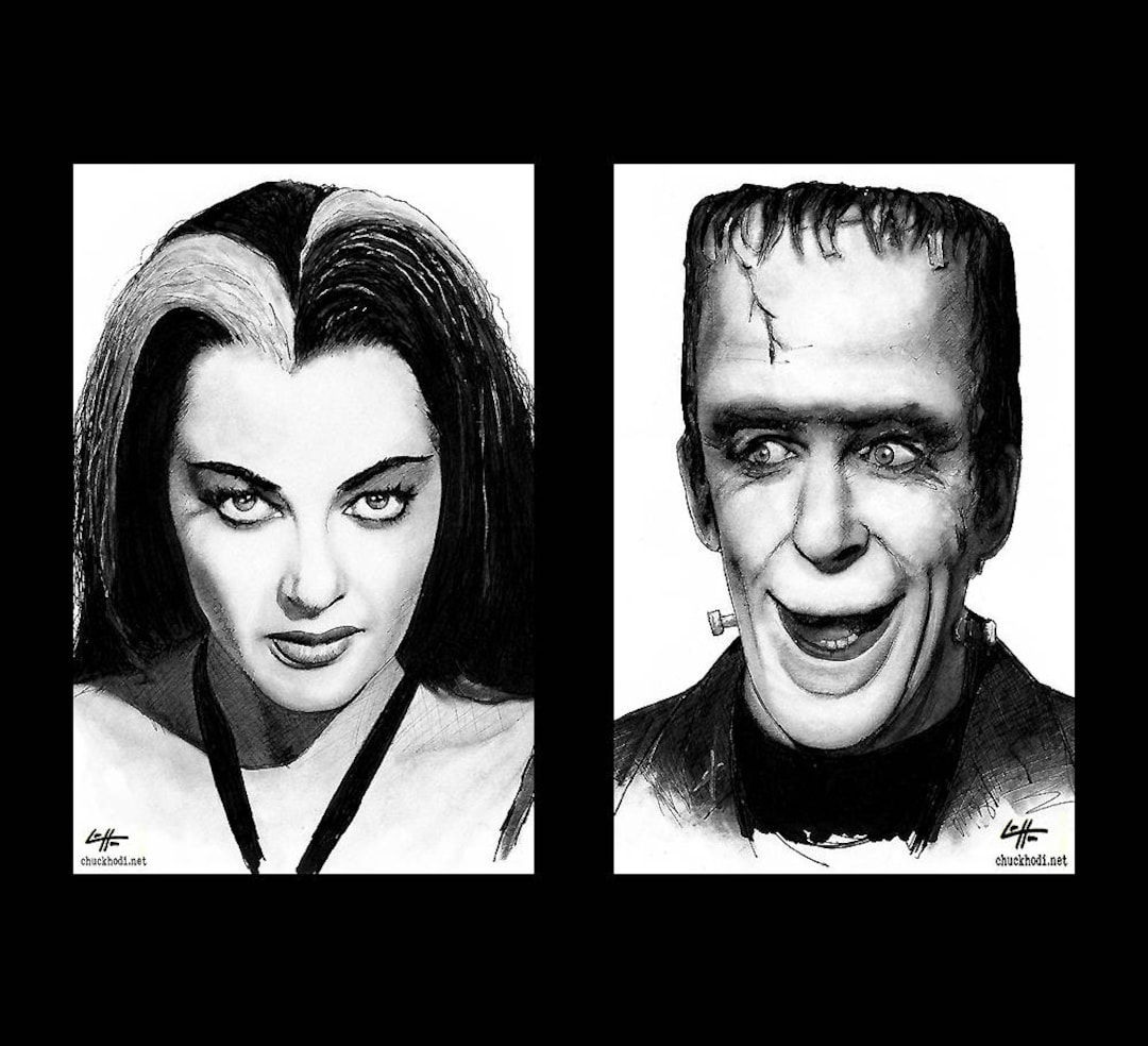 Herman and Lily Munster - the Munsters Dark Art Halloween Horror ...