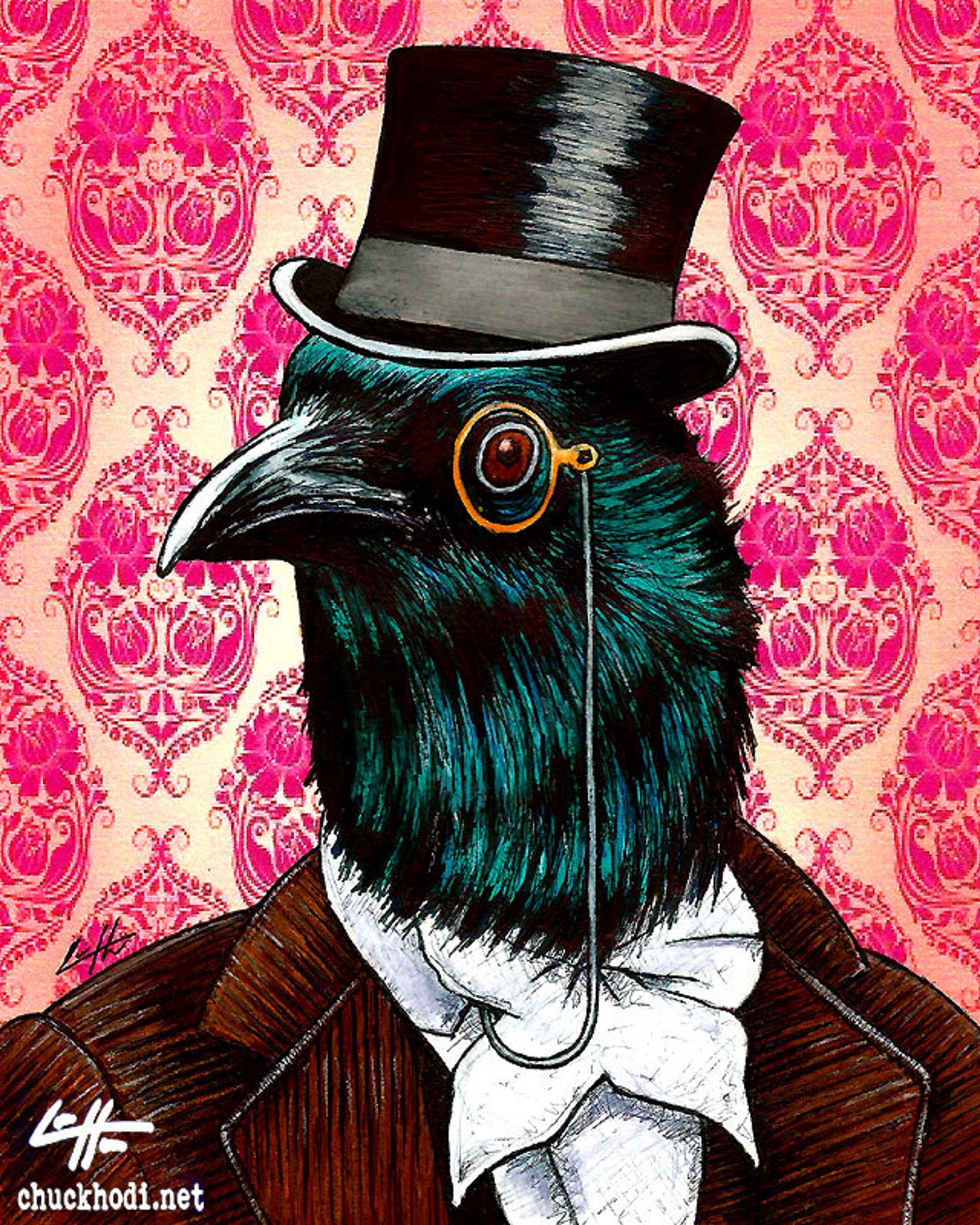 The Bird Man Raven Victorian Dark Art Gothic Top Hat Monocle - Etsy