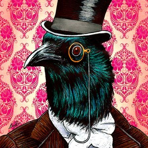 The Bird Man - Raven Victorian Dark Art Gothic Top Hat Monocle Animal ...
