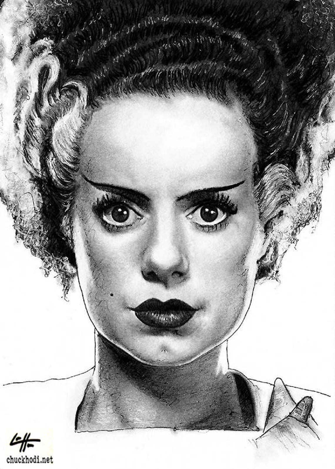 The Monster and Bride Frankenstein Dark Art Horror Halloween - Etsy