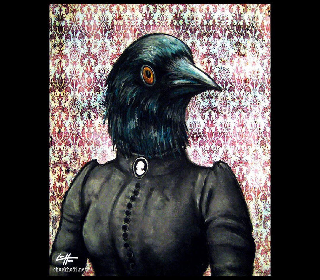 The Bird Lady Raven Victorian Dark Art Spooky Creepy Edwardian Edgar ...
