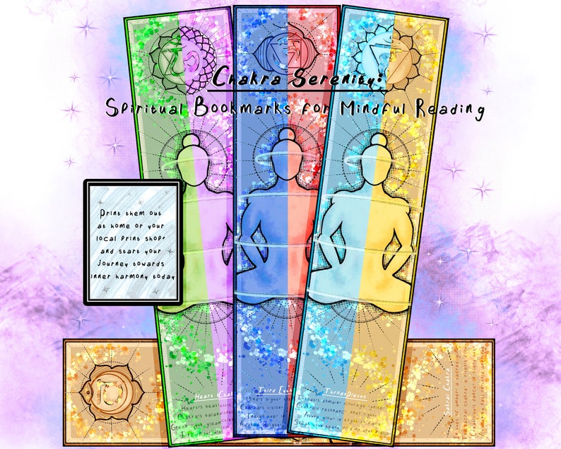Chakra Serenity: Printable Spiritual Bookmarks for Mindful Reading ...