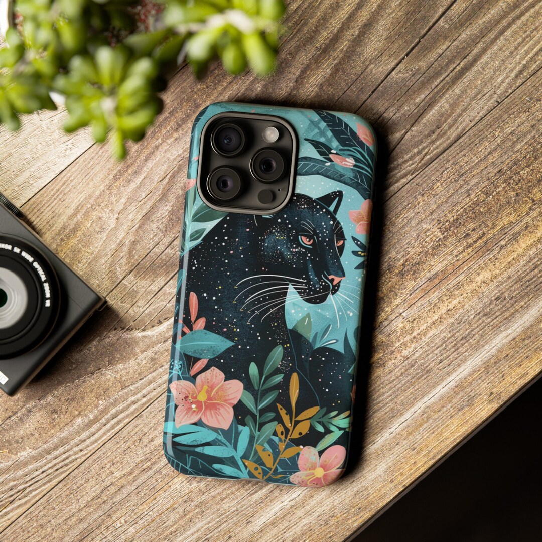 Pretty Pastel Color Panther Flower Phone Case, iPhone 11 12 13 Mini 14 ...