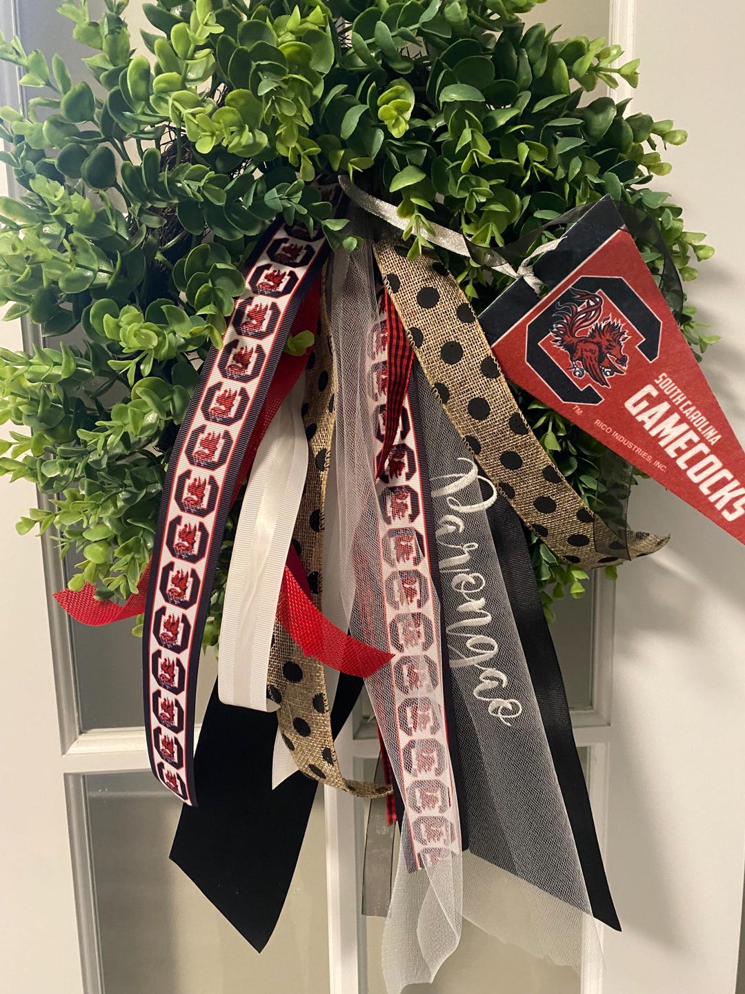 Custom Wreath Sash / Monogrammed Wreath Ribbon / Carolina Gamecocks ...