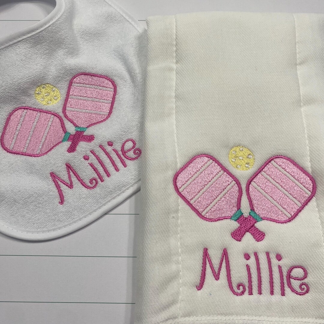 Pickleball Baby Set / Pickle Ball Bib and Burp Cloth Set / Pickleball ...