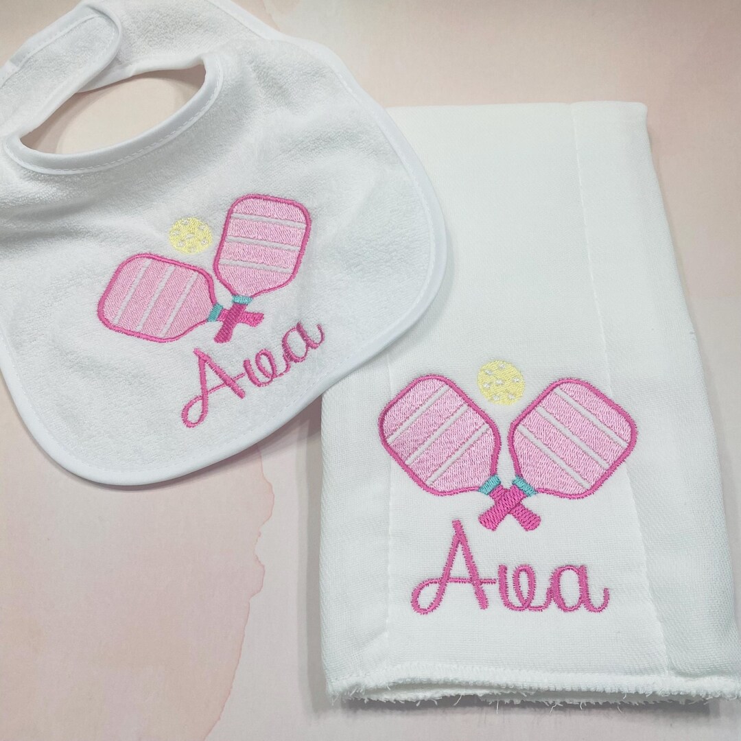 Pickleball Baby Set / Pickle Ball Bib and Burp Cloth Set / Pickleball ...