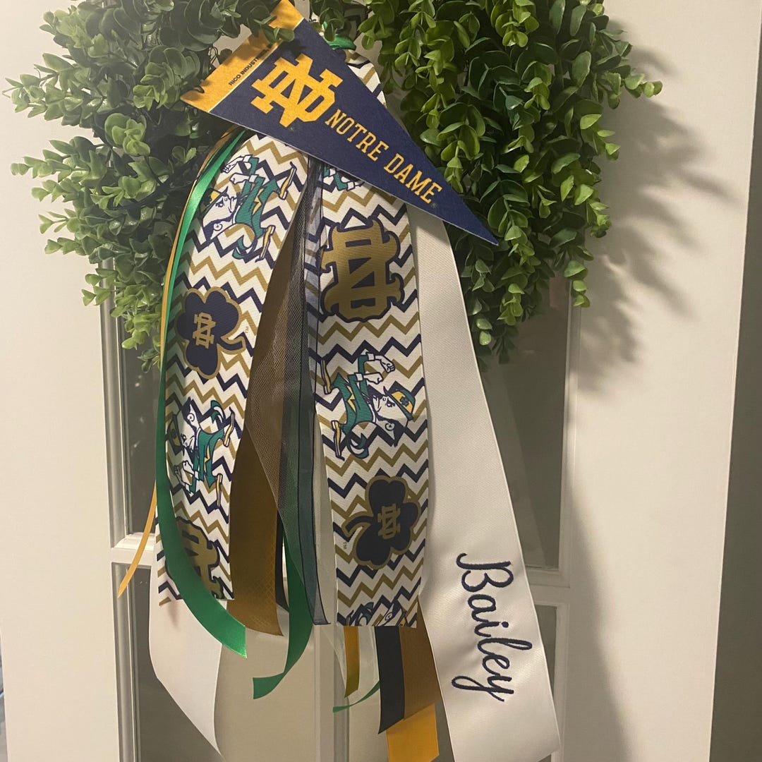 Custom Wreath / Monogrammed Wreath Ribbon / Notre Dame Ribbon Set ...