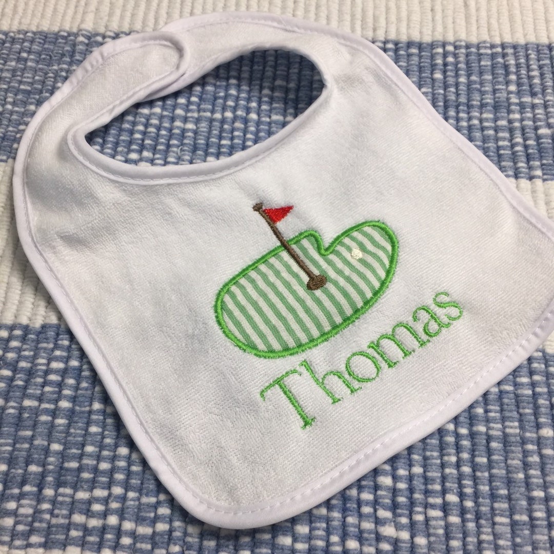 Monogrammed Golf Baby Bib / Personalized Golf Birthday Bib / Golf Baby ...