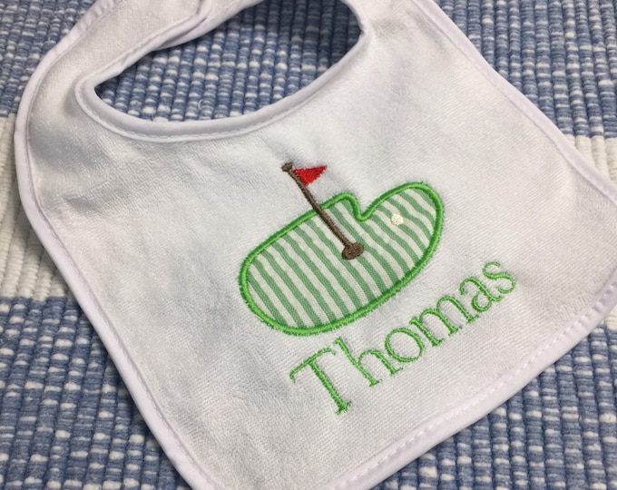 Monogrammed Golf Baby Bib / Personalized Golf Birthday Bib / Golf Baby ...
