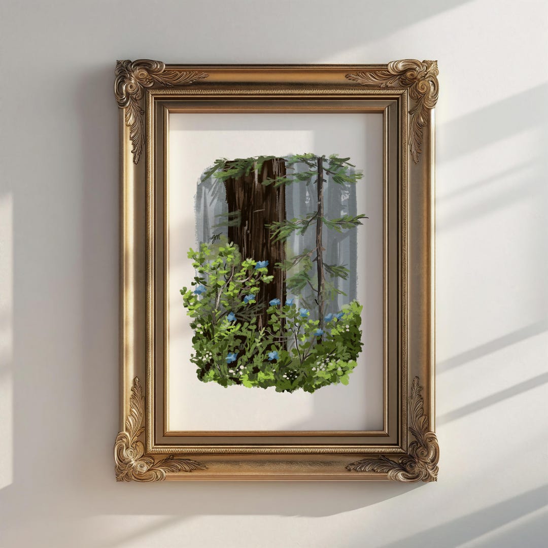 PNW Forest Art Print | Green Forest Painting | Wall Art | Giclée Art ...