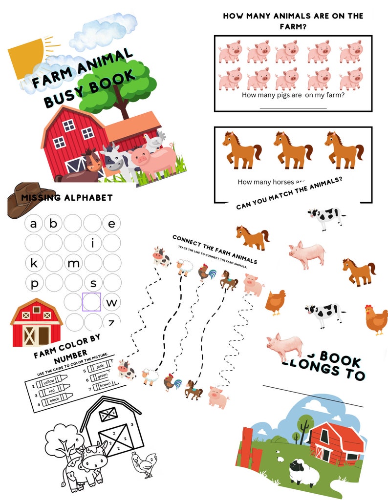 Farm Activity Book for Kids, Farm Animal Word Games and Activities ...