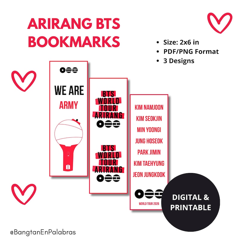 Bts Bookmarker Freebie - Etsy UK