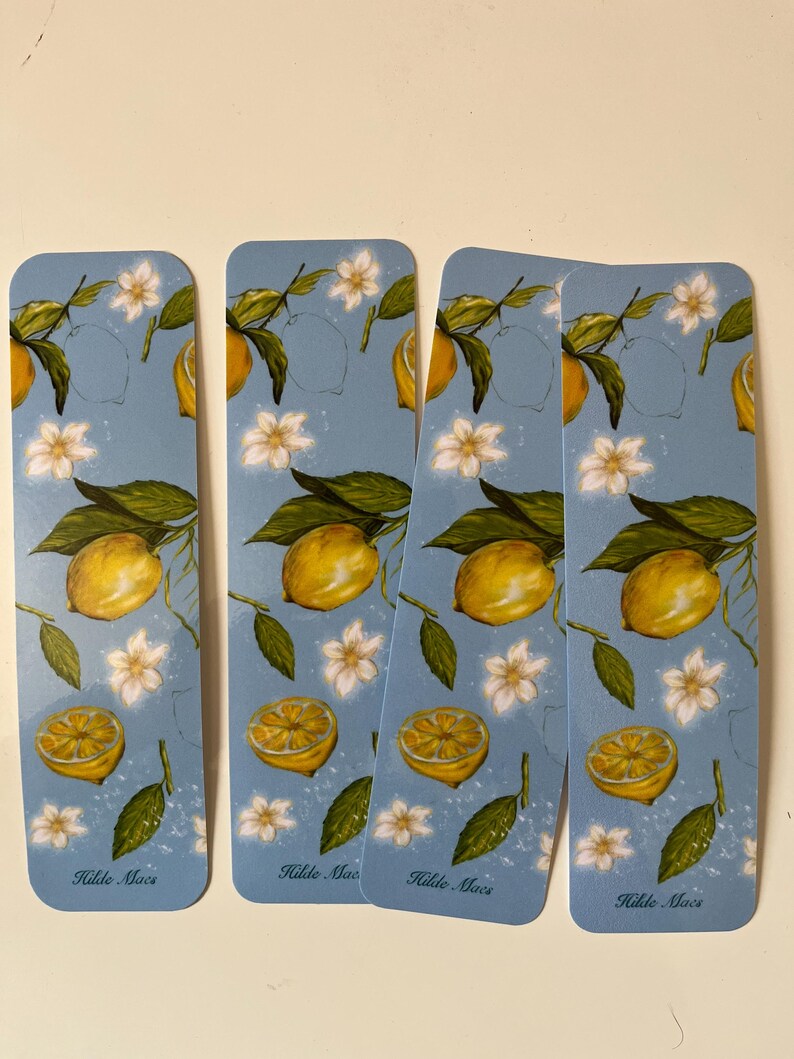Illustrated Lemon Bookmark, Fruit, Yellow, Nice Bookmark, Cottagecore ...