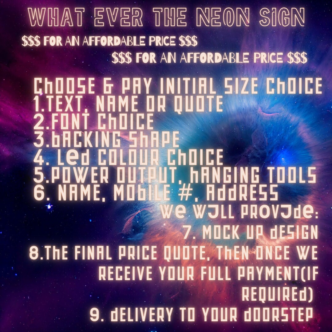 Surname Familycustom Neon, MORE Letters Accepted on SMALL Design Choice ...