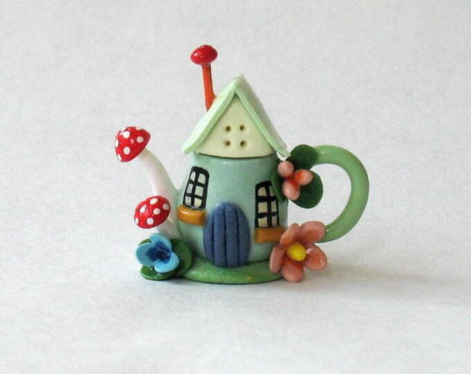 Miniature Little Cottage With Toadstools Teapot OOAK by C. - Etsy