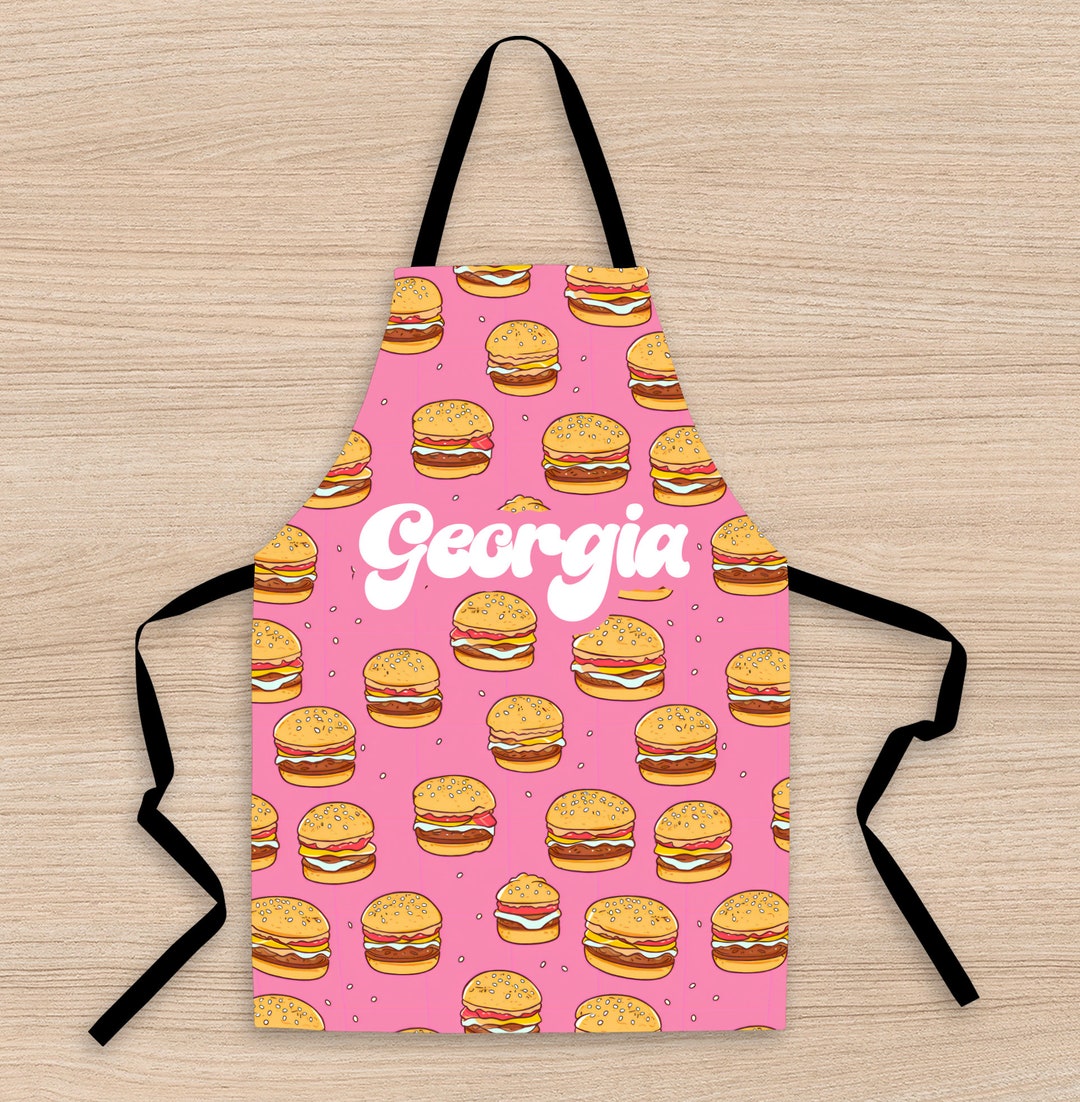Hot Pink Fast Food Cheeseburger Children OR Adults Bib Apron Cooking ...