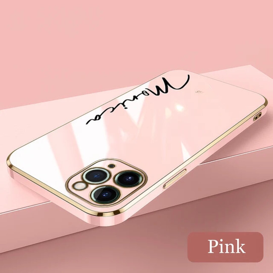 Luxury Chrome Baby Pink Gold Personalised Case for iPhone 15 14 13 12 ...