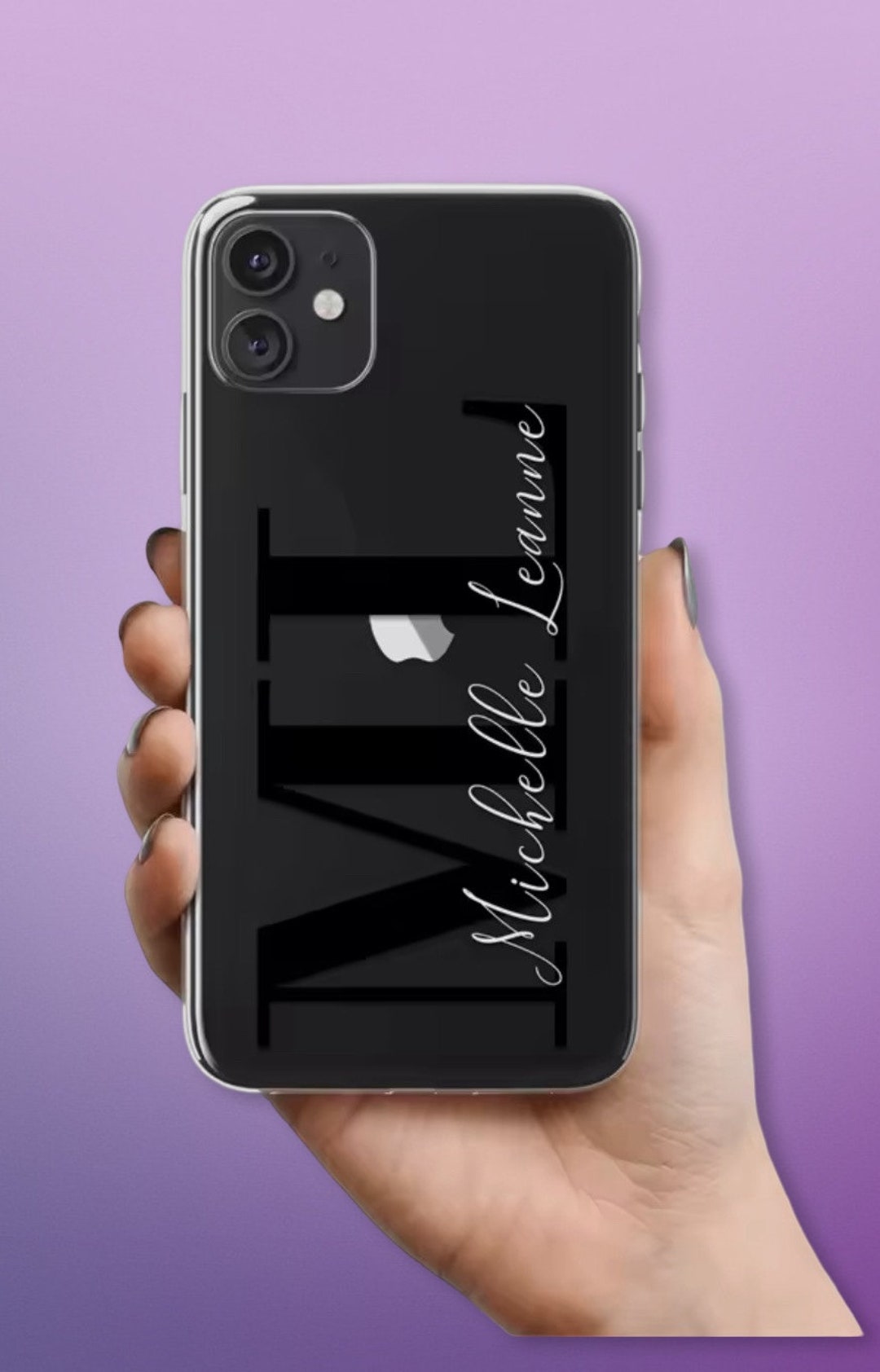 Clear Initials Name See Through Her Birthday Case for iPhone 15 14 13 ...
