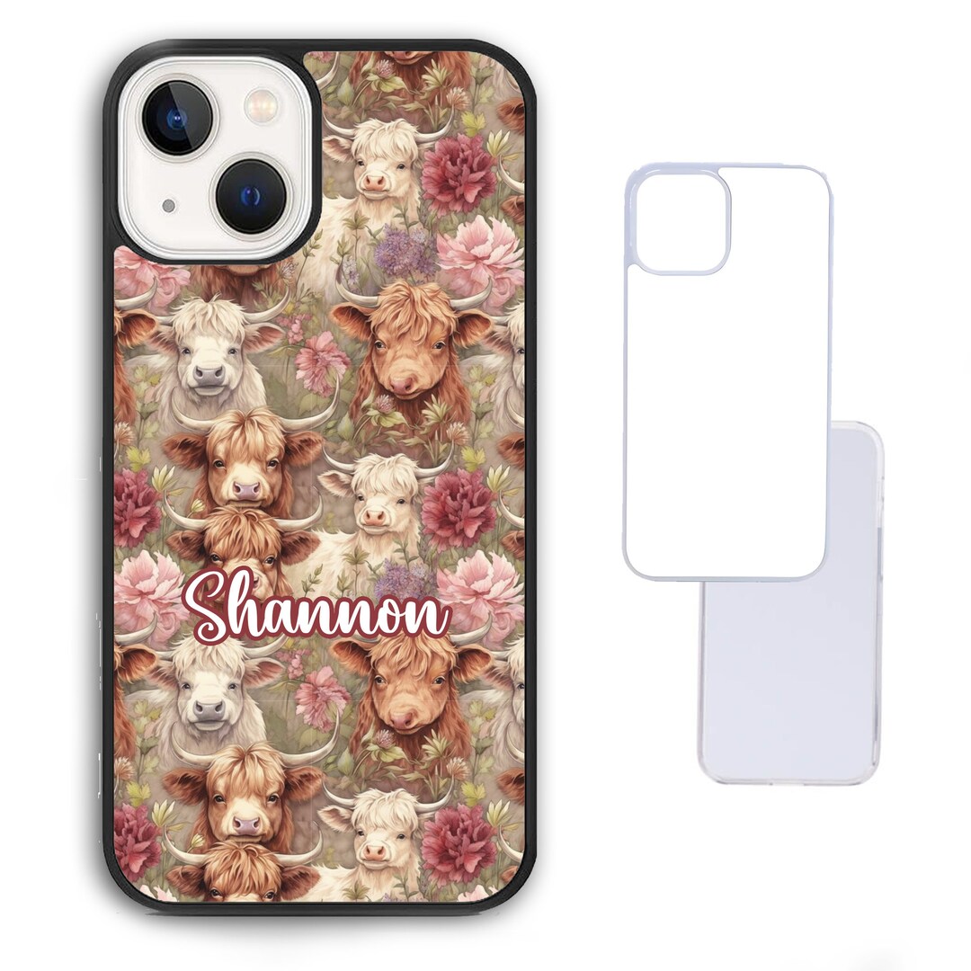 Highland Cow Cattle Floral Flower Pink Hard Case Casing iPhone 6 SE 7 8 ...