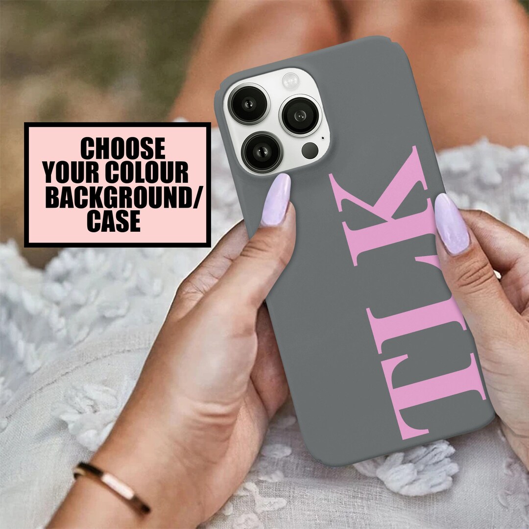Choose Your Colour Bold Initials Text Bumper Case Casing iPhone 11 12 ...