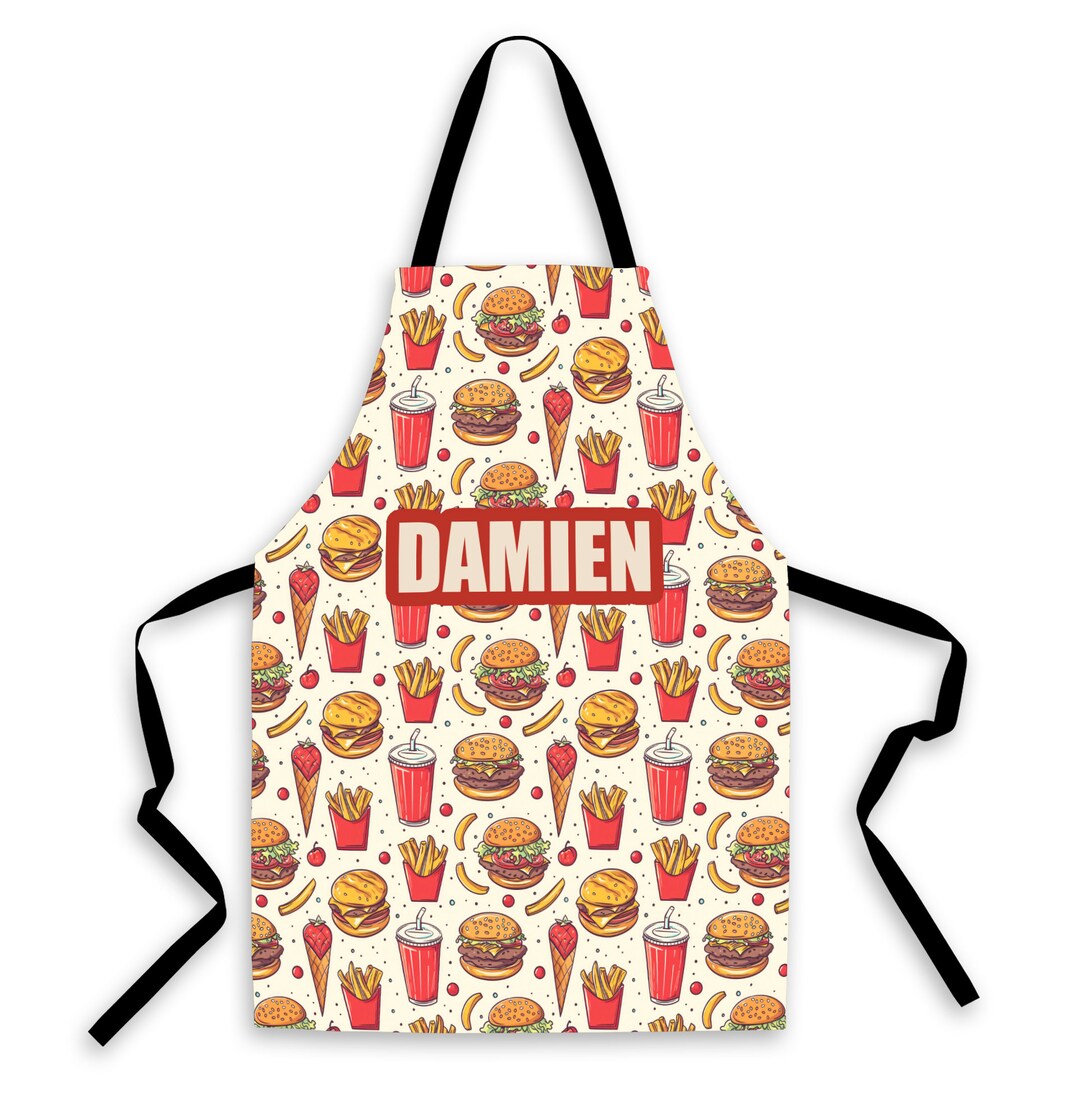 Cheeseburger Fast Food Fries Chip Children OR Adults Bib Apron Cooking ...
