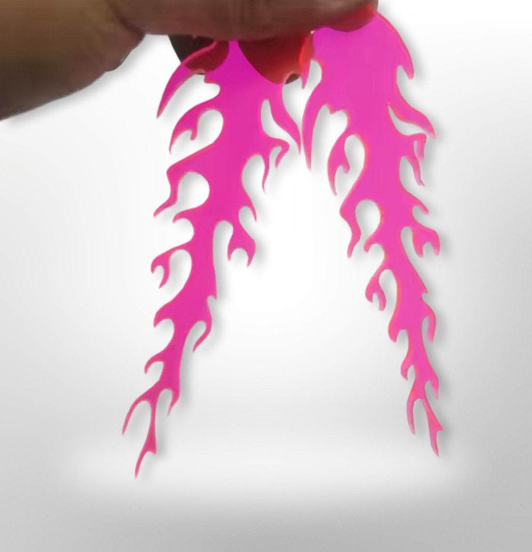 Neon Hot Pink Fire Flame Flames Statement Stud Earrings Studs for ...