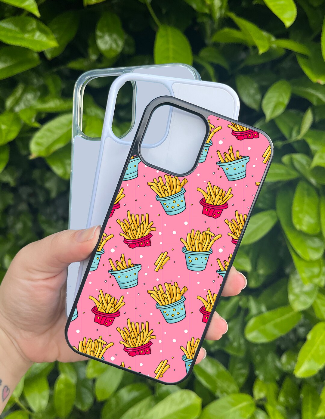 Pink French Fries Chips Case Casing iPhone 6 SE 7 8 XR X Plus 11 12 PRO ...