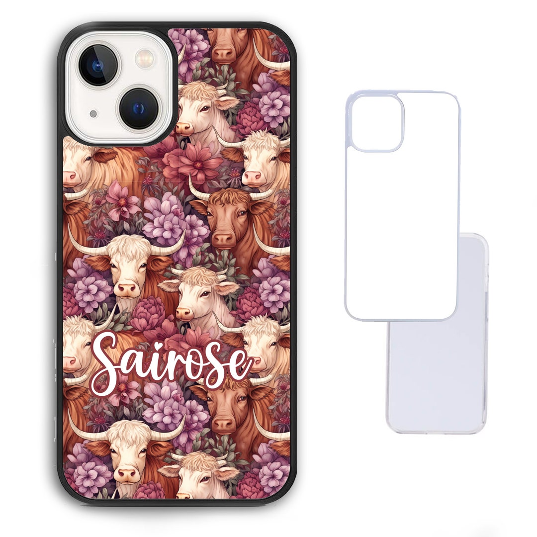 Highland Cow Cattle Purple Heather Rose Hard Case Casing iPhone 6 SE 7 ...