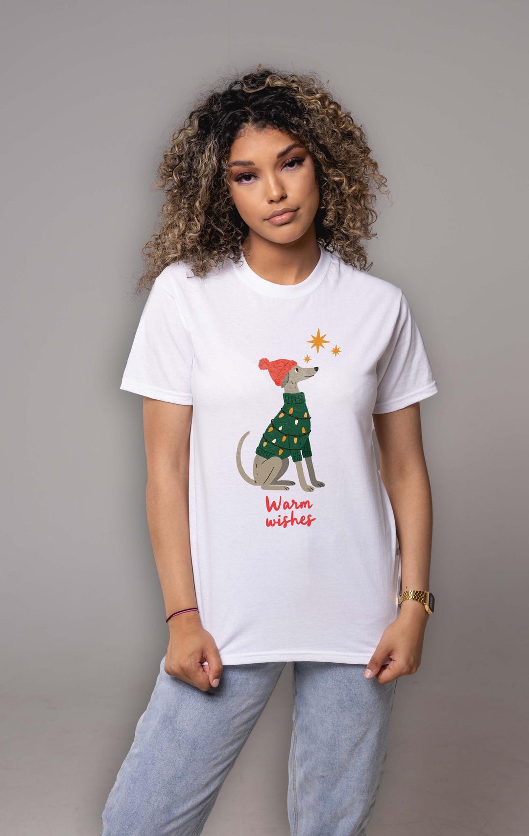 Italian Greyhound Warm Wishes Dog Christmas T Shirt, Festive Xmas T ...
