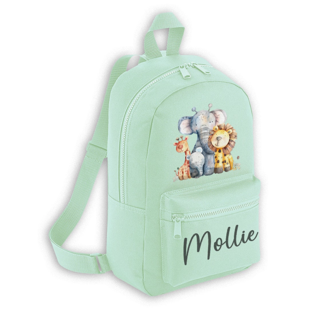 Jungle Baby Animals Lion Elephant [ Mini Pastel Backpack Back Pack Bag ...