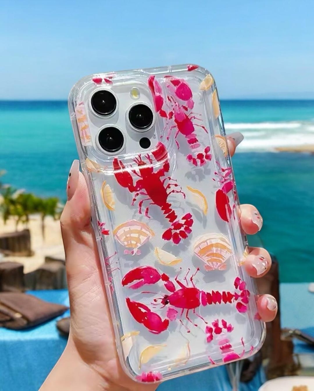 Red Lobster Shell, Clear iPhone Case, for iPhone 16 15 14 13 12 11 Pro ...