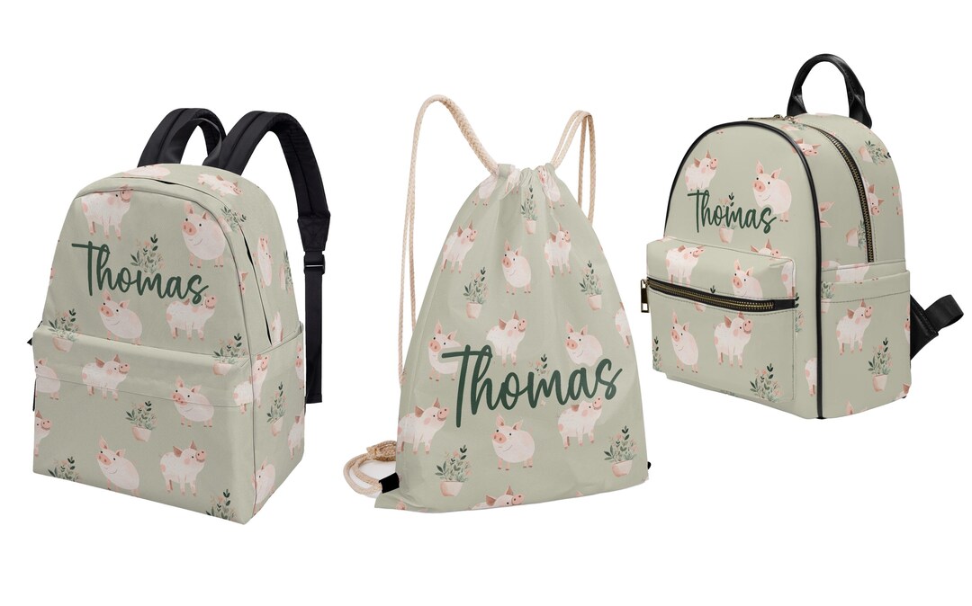 Sage Green Pig Piglet Backpack Back Pack for Toddler Child Nursery ...