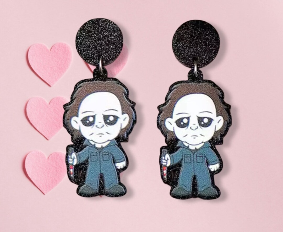 Glitter Black Man Movie, Horror Themed Earring, Studs for Pierced Ears ...