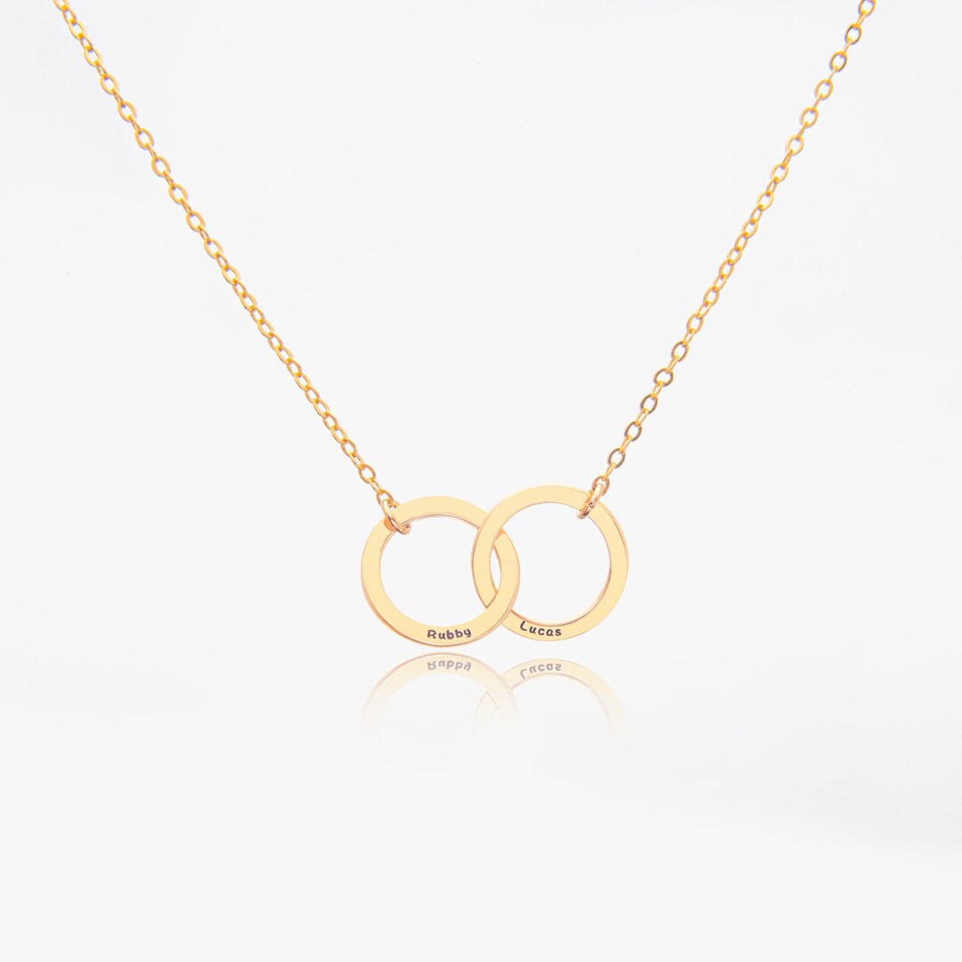 Interlocking Circle Engraved Necklace Chain Charm Pendant ...